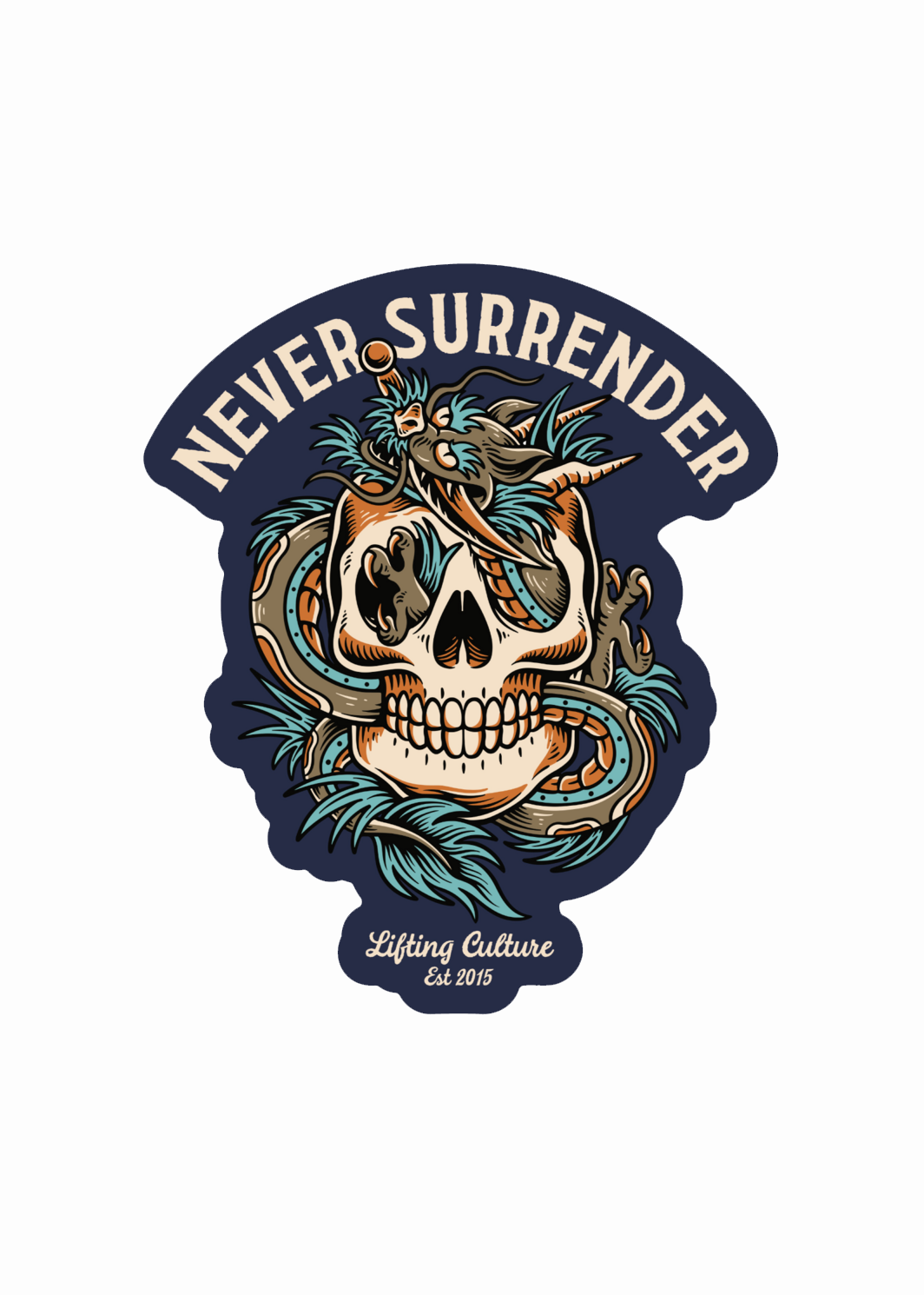 "Never Surrender" Sticker – LIFTING CULTURE APPAREL